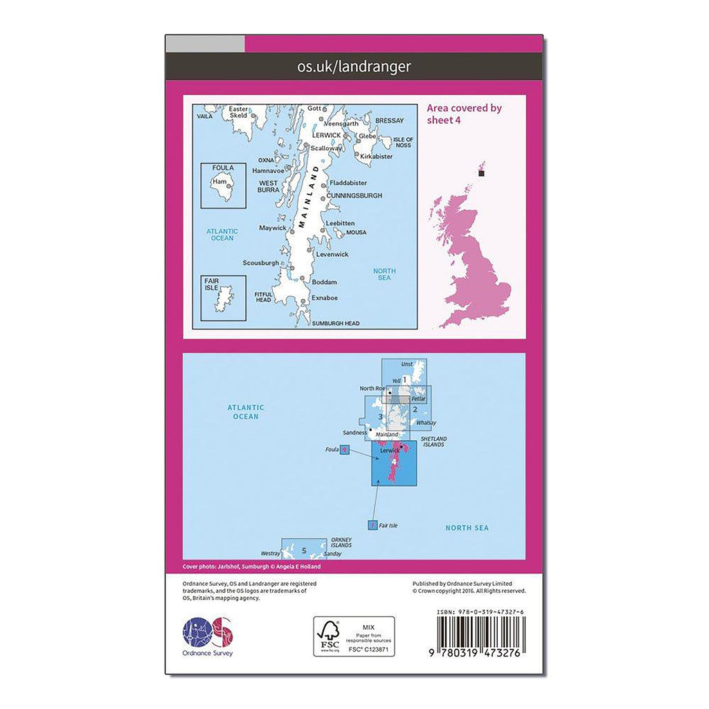 Ordnance Survey Landranger Active 4 Shetland South Mainland Map With ...