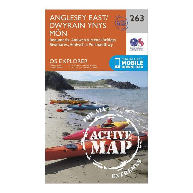 Ordnance Survey Explorer Active 263 Anglesey East Map With Digital ...