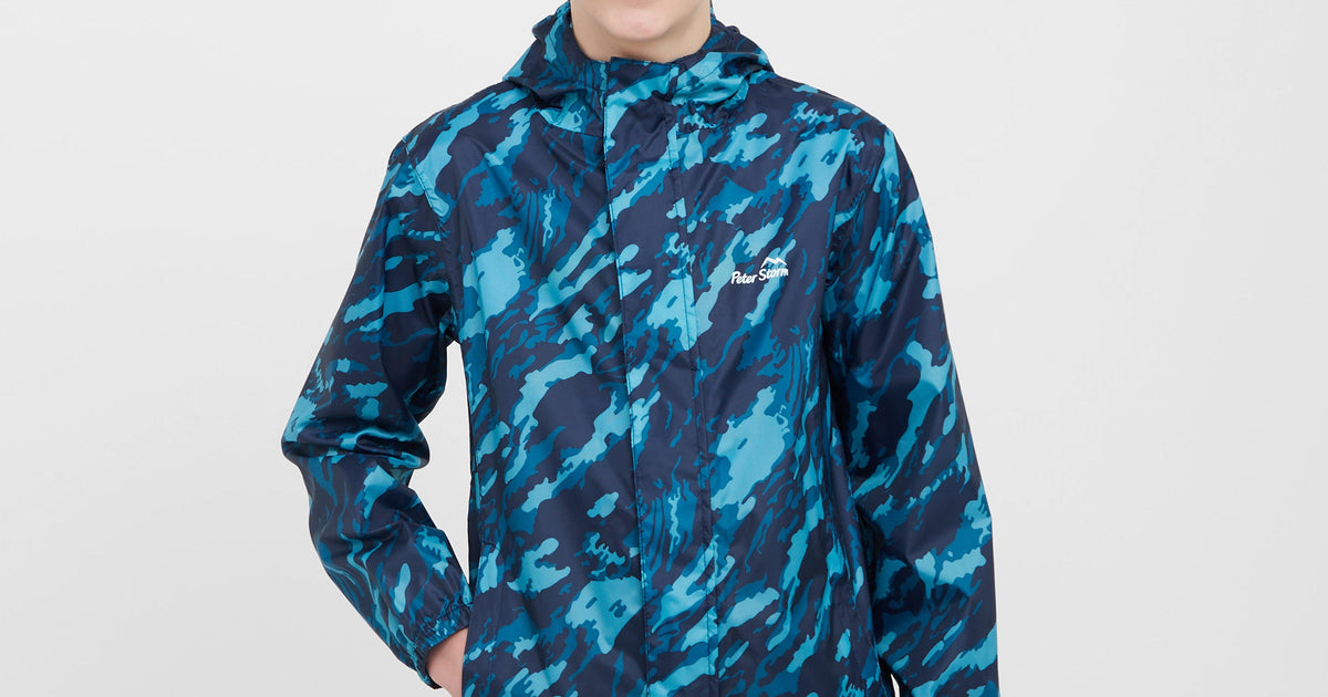 Blue Peter Storm Kids’ Camo Packable Jacket – Blacks